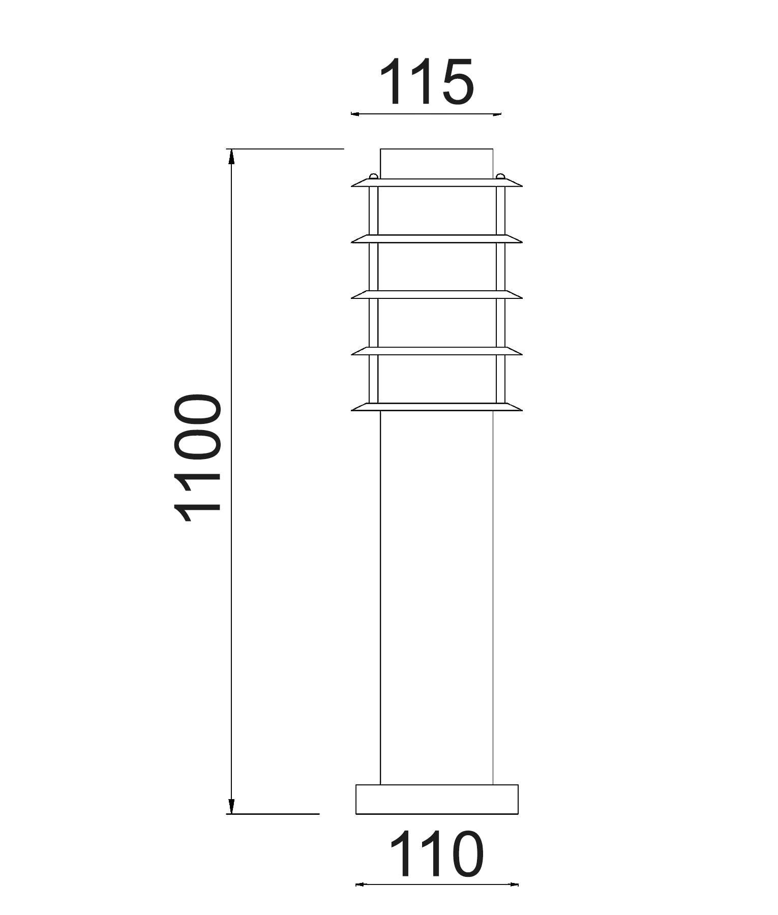 Borda Louvred Bollard Light Long 304 Stainless Steel Black IP44 - BORD ...