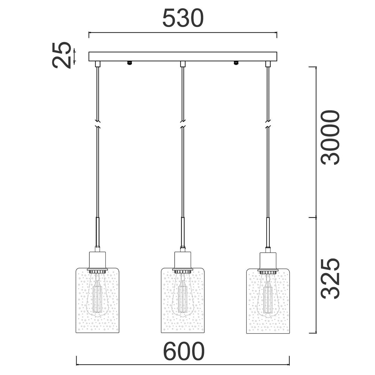 Interior Iron & Rose Gold Glass With Dotted Effect 3 Light Island Pend ...