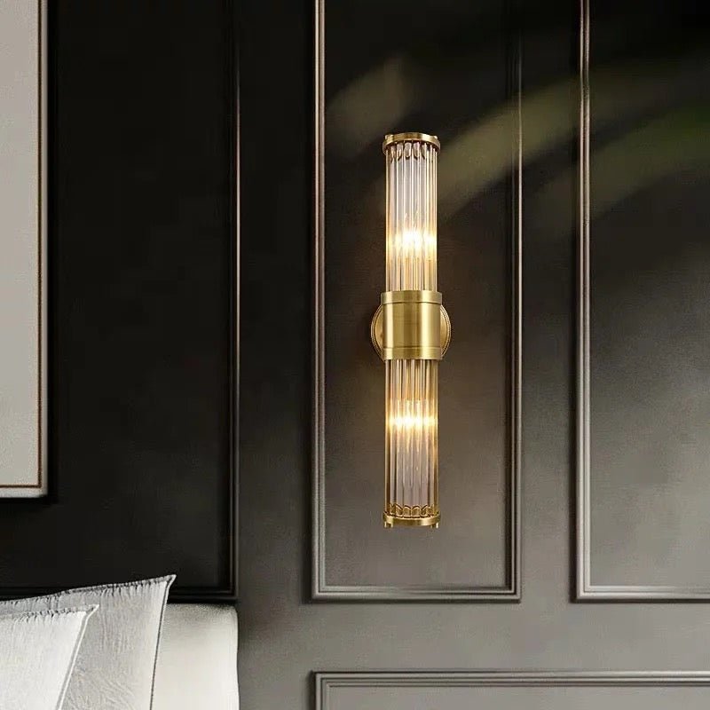 Park Lane Antique Brass and Ribbed Glass Wall Light – Cosmo Lighting ...