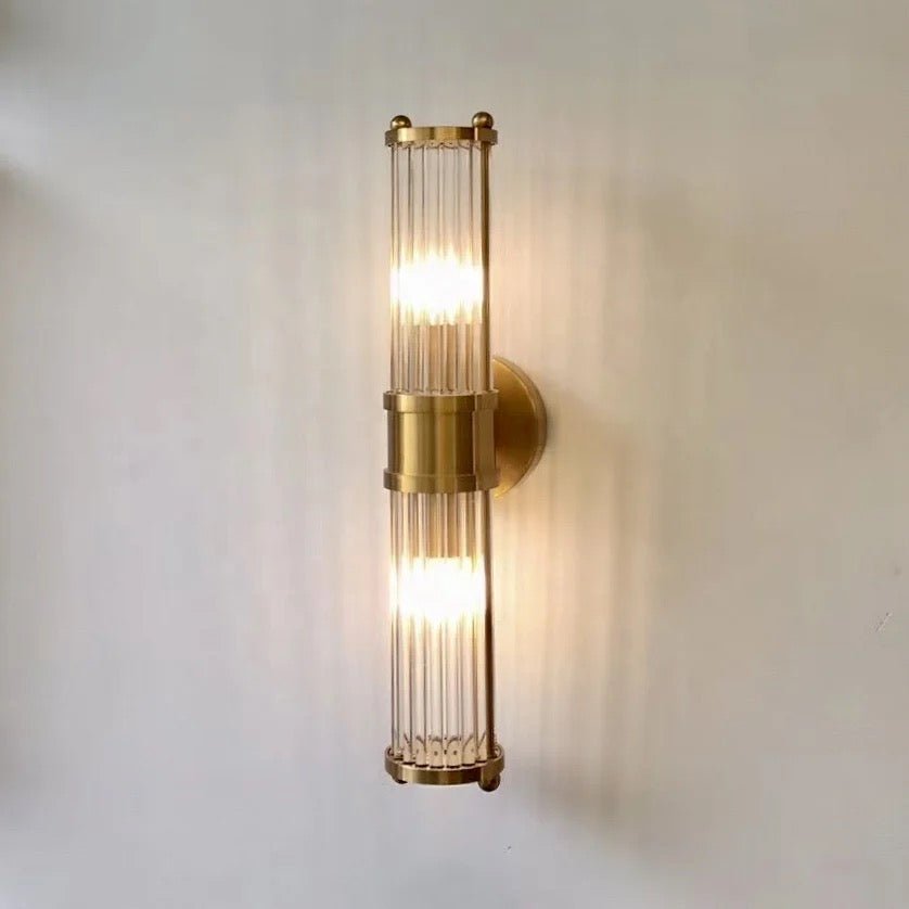 Park Lane Antique Brass and Ribbed Glass Wall Light – Cosmo Lighting ...