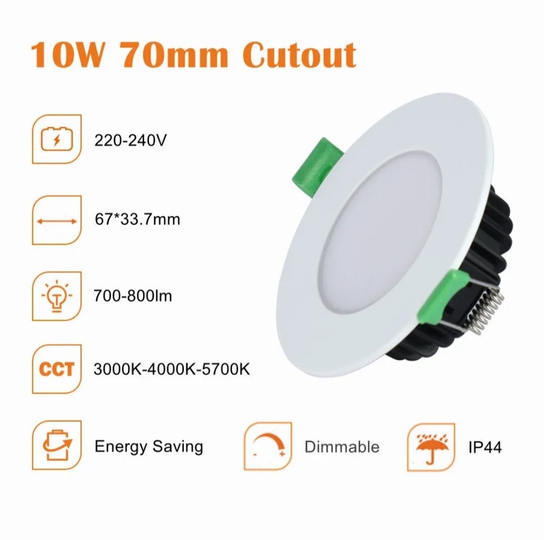 SANDY 10W Tri-Colour Dimmable LED Mini Downlight 70mm cut out – Cosmo ...