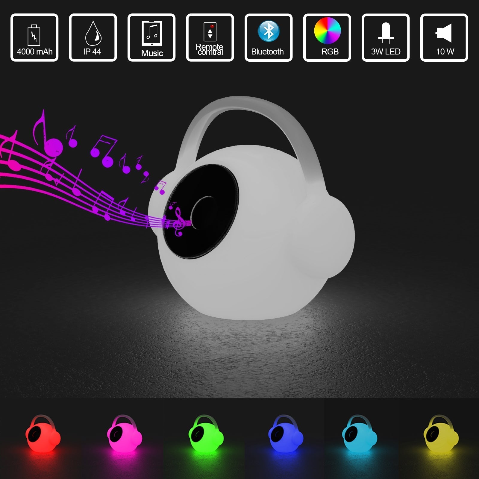 WALKMAN Portable Outdoor Bluetooth Speakers RGB LED Speaker Light Supe ...